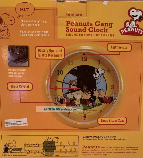 Peanuts Gang Sound Clock. Plays Linus And Lucy Song Each Hour. | #39023435