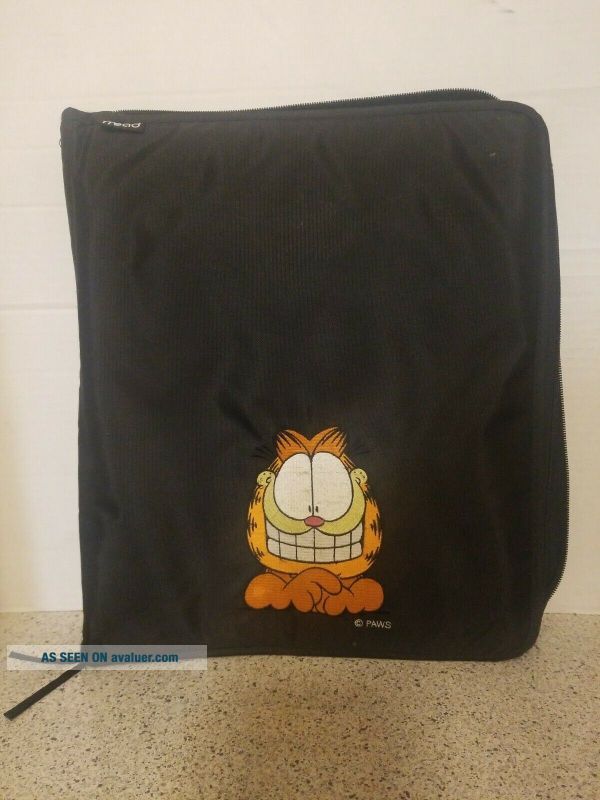 Mead GARFIELD Cat 3 Ring Embroidered Zipper Binder Notebook Organizer ...
