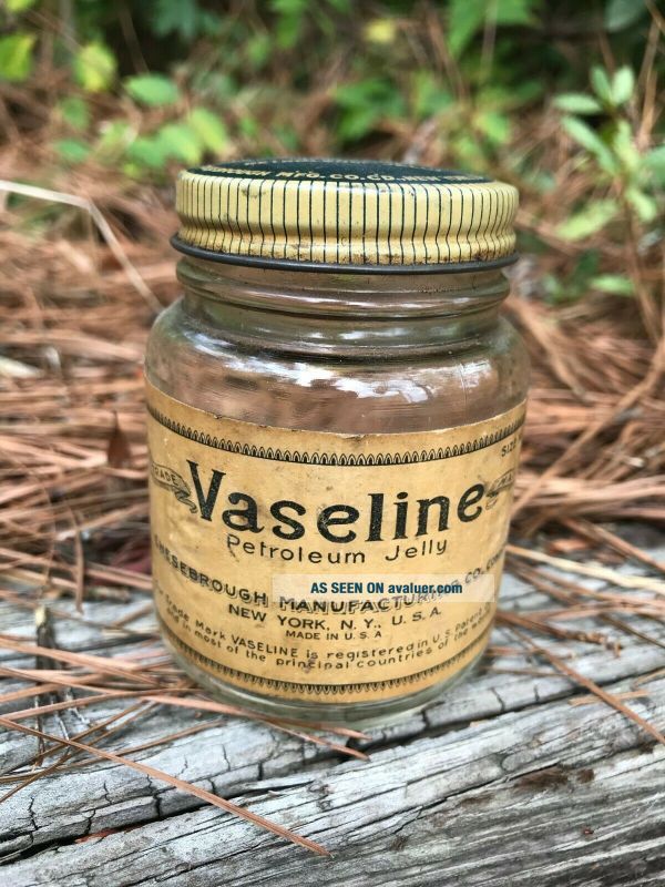 Vtg Vaseline Petroleum Jelly Glass Jar Bottle Empty Chesebrough NY ...