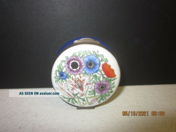 Crummles & Co ENAMEL CLOISONNE FLORAL TRINKET Pill BOX England | #58342322