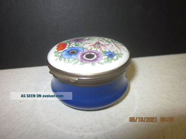 Crummles & Co ENAMEL CLOISONNE FLORAL TRINKET Pill BOX England | #58342322