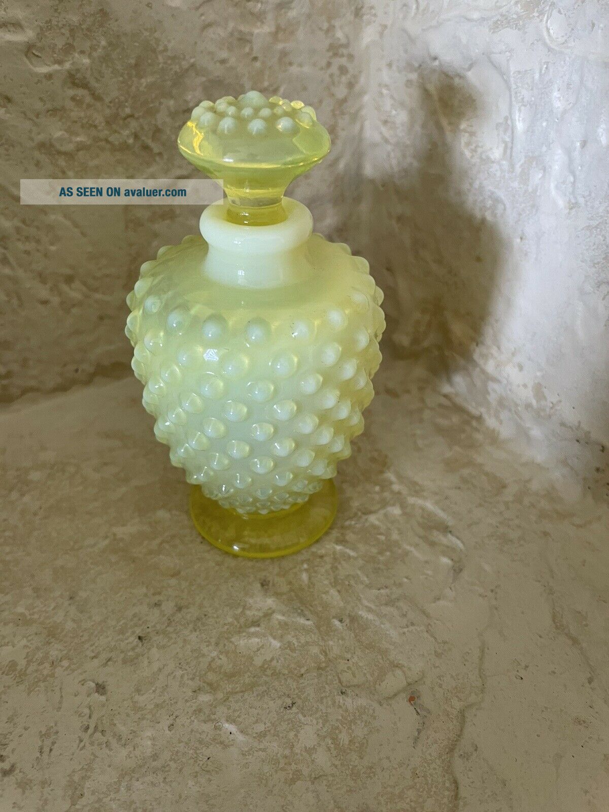 Fenton OPALESCENT YELLOW TOPAZ Vaseline Glass Perfume Bottle - Rare ...