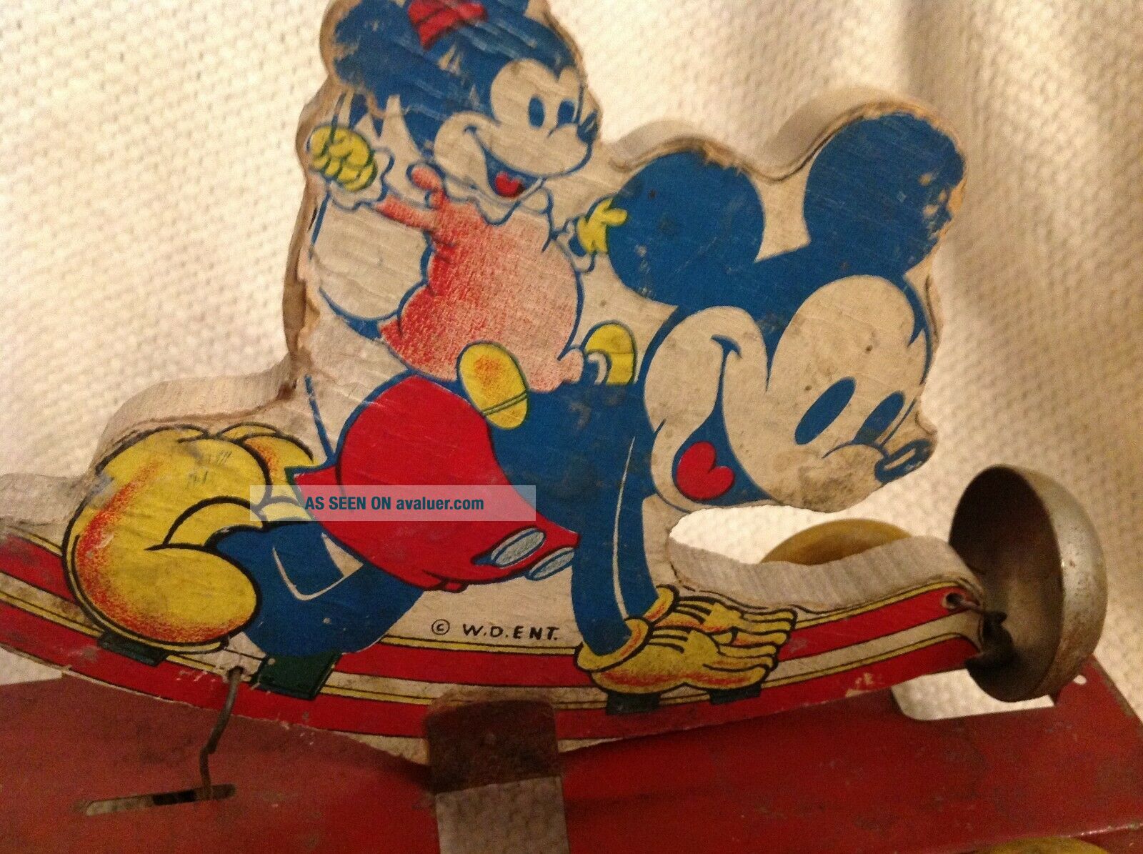 Rare 1930s Walt Disney Enterprises Mickey Mouse With Nephew Wood Tin ...