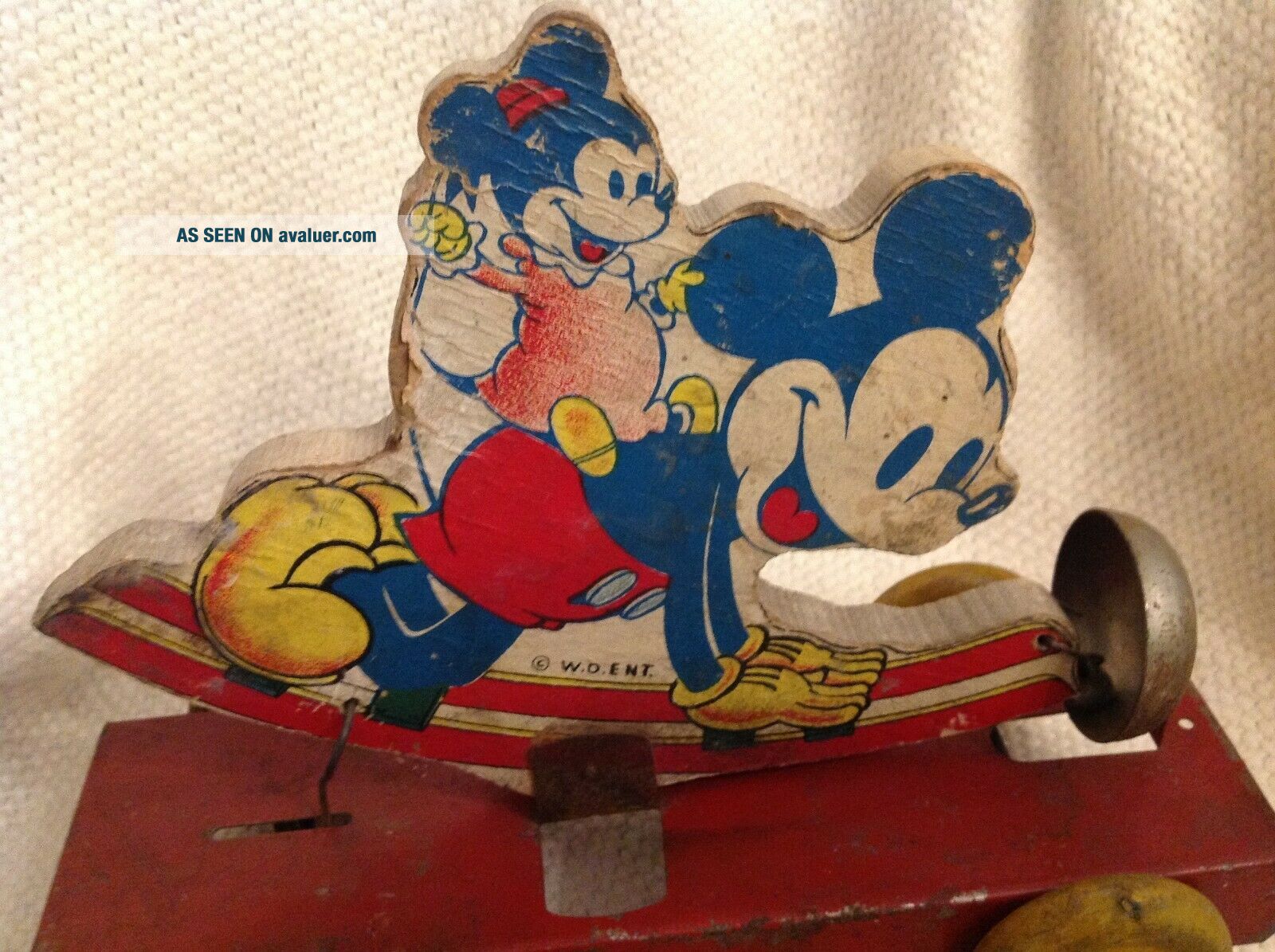 Rare 1930s Walt Disney Enterprises Mickey Mouse With Nephew Wood Tin ...