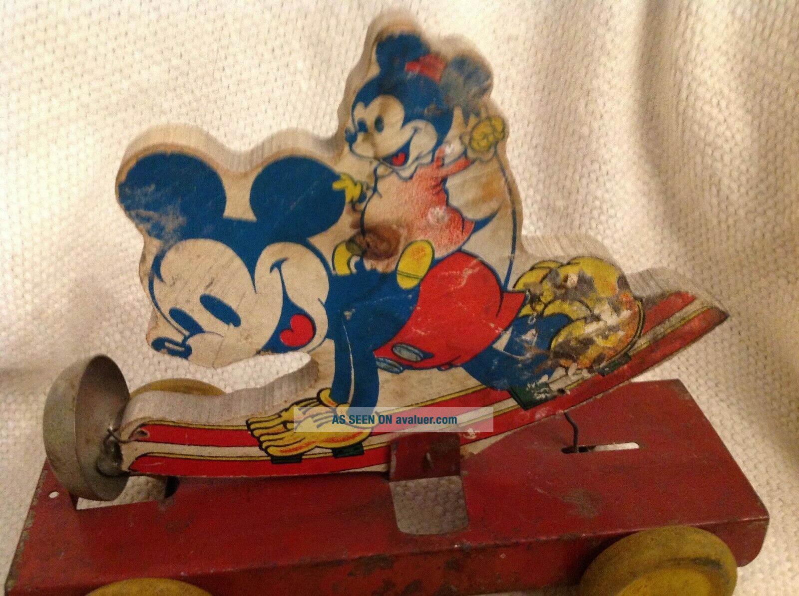 Rare 1930s Walt Disney Enterprises Mickey Mouse With Nephew Wood Tin ...