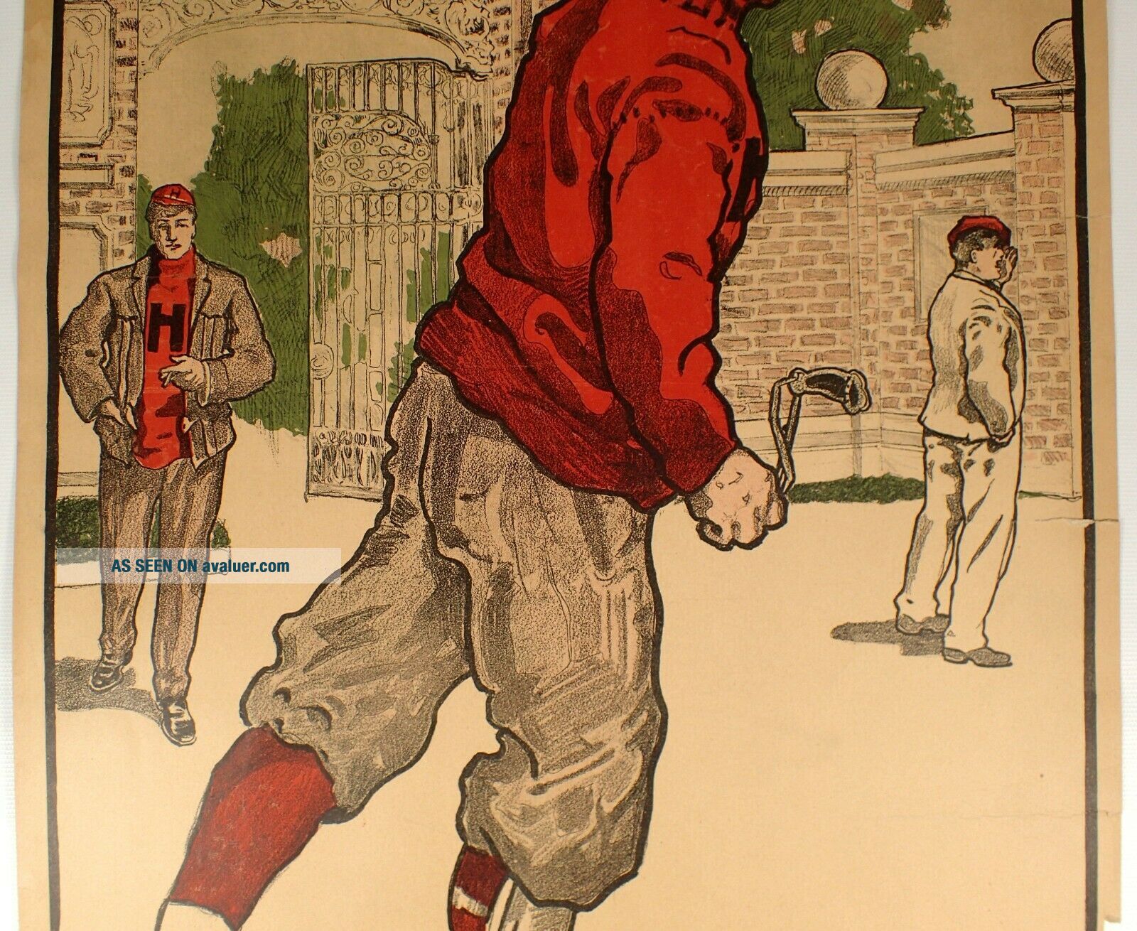 RARE Antique 1901 HARVARD College Game Football Poster John E Sheridan ...