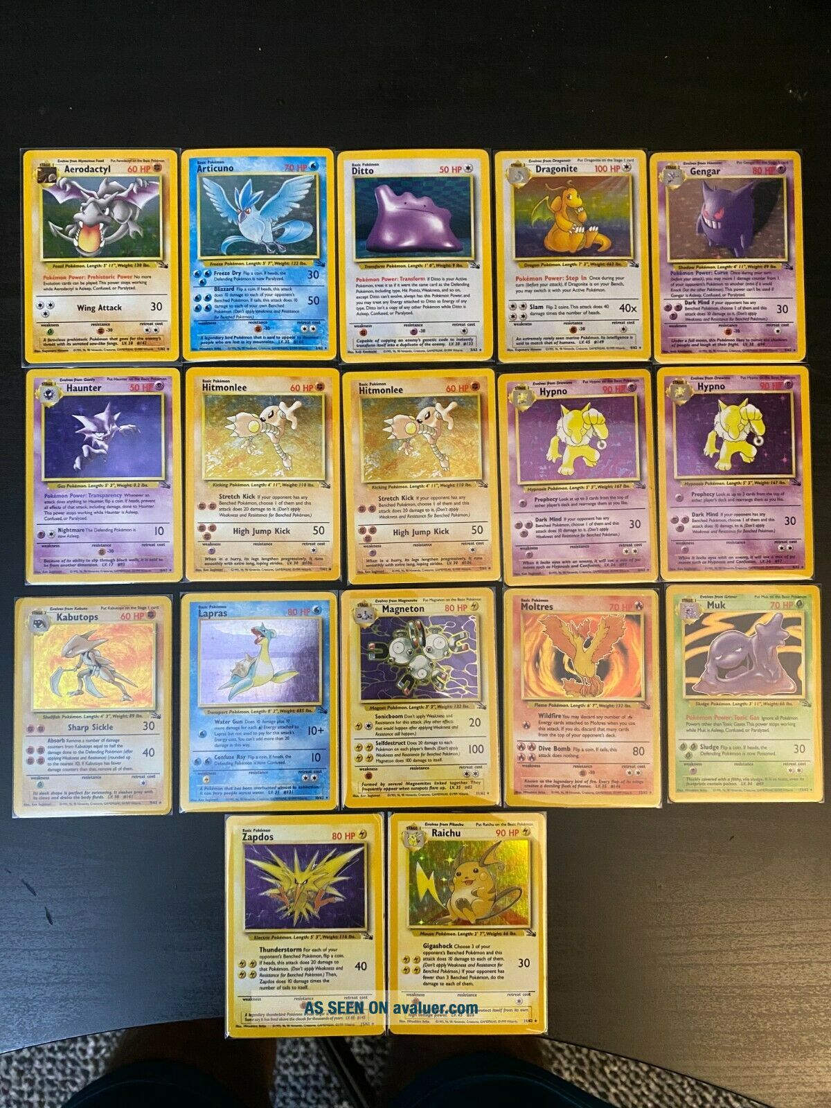 Pokemon Fossil Complete Set - 17 Holo Rare, 25 Non - Holo Rare, 5 1st ...