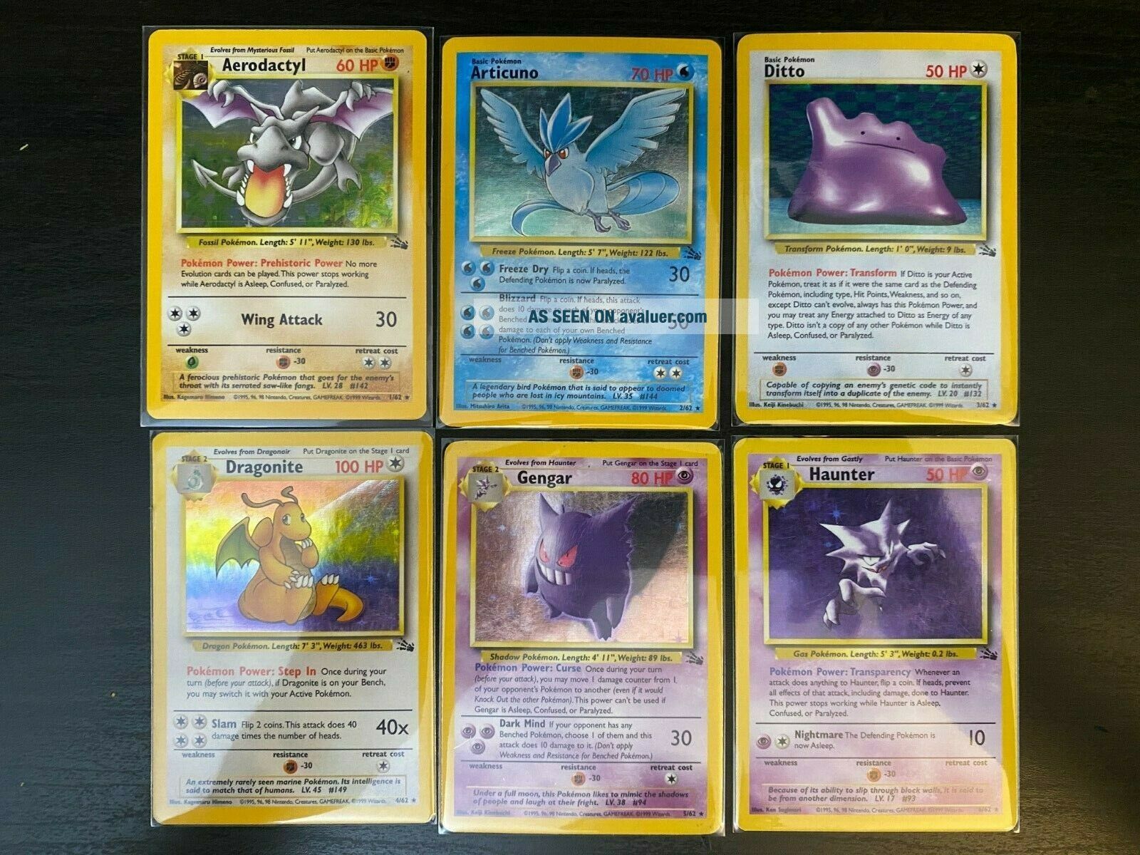 Pokemon Fossil Complete Set - 17 Holo Rare, 25 Non - Holo Rare, 5 1st ...