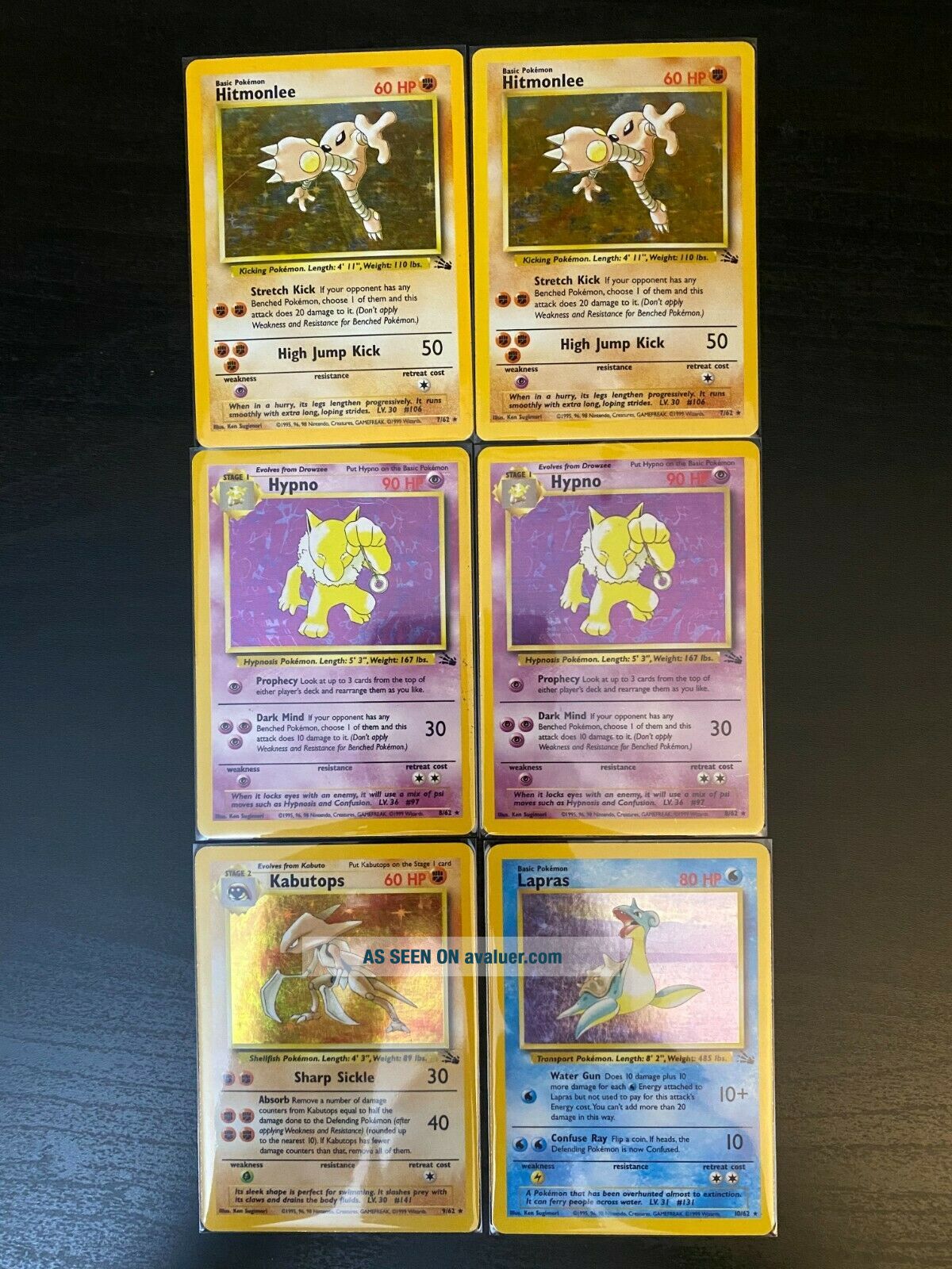 Pokemon Fossil Complete Set - 17 Holo Rare, 25 Non - Holo Rare, 5 1st ...