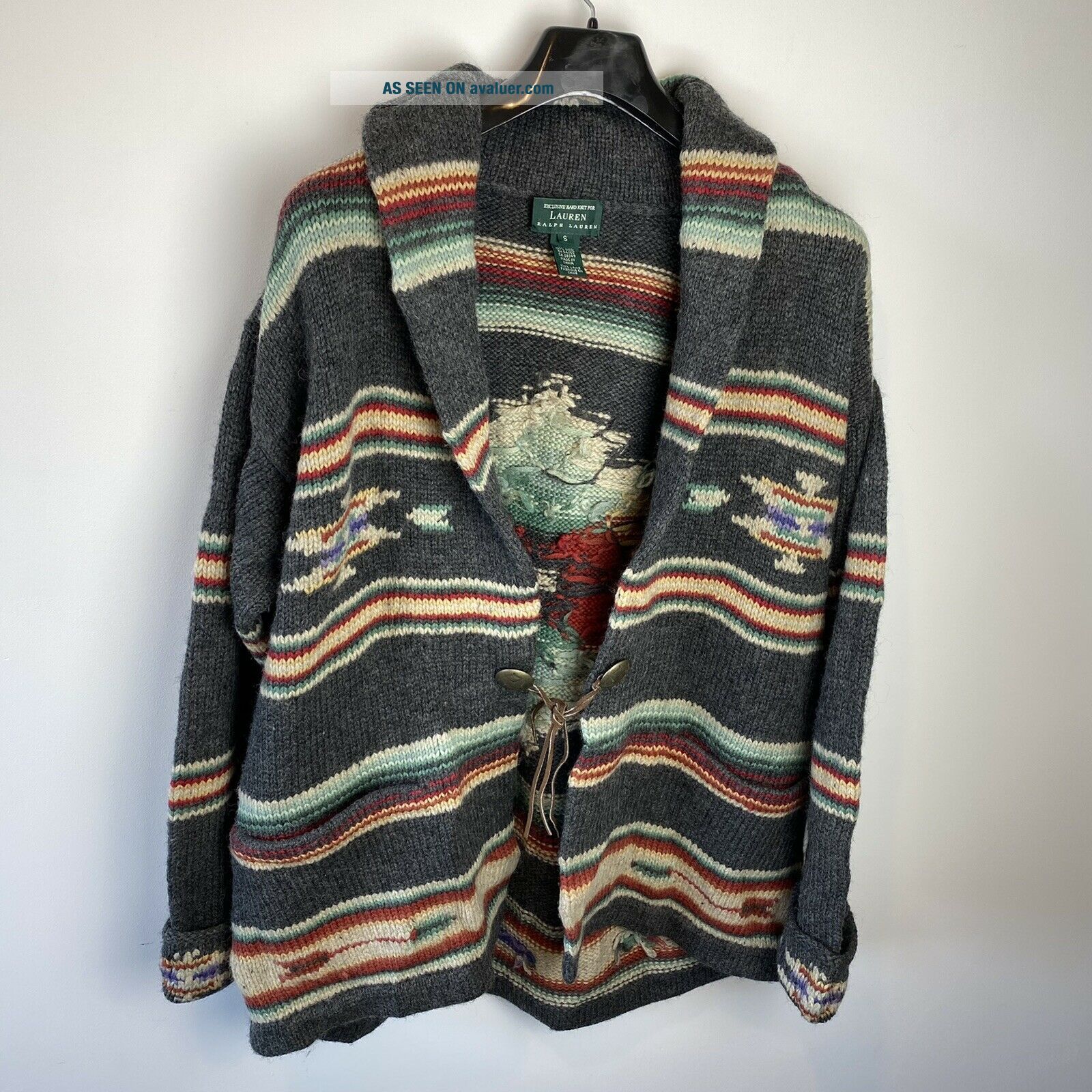Rare Vintage Ralph Lauren Hand Knit Wool Aztec Navajo Southwestern ...