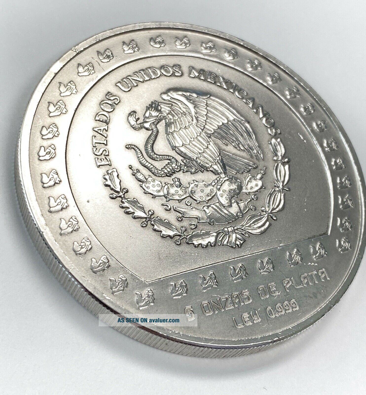 RARE 5oz Fine Silver MEXICO Piedra De Tizoc $10000 Pesos Ley 0. 999 OM ...