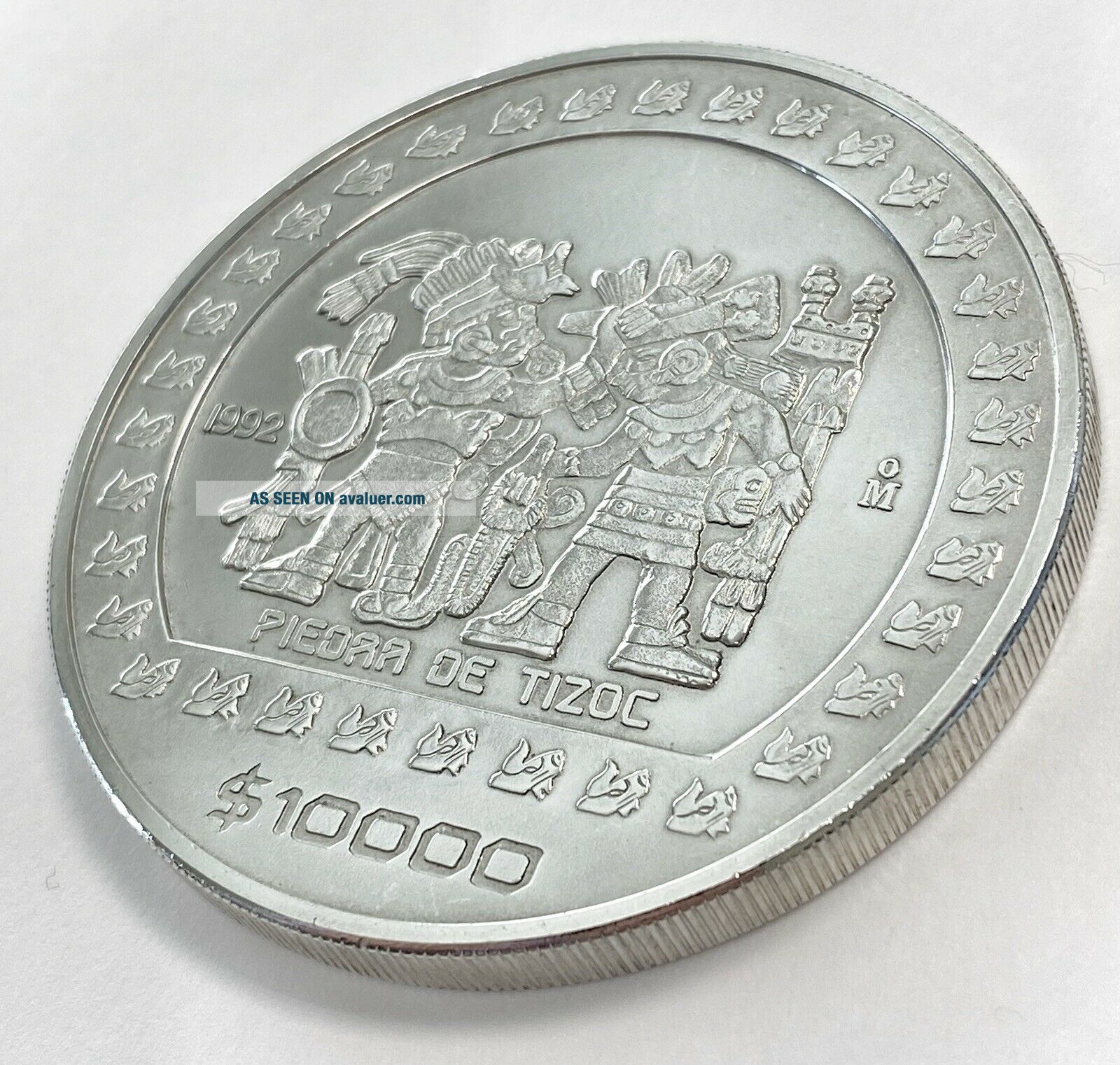 RARE 5oz Fine Silver MEXICO Piedra De Tizoc $10000 Pesos Ley 0. 999 OM ...