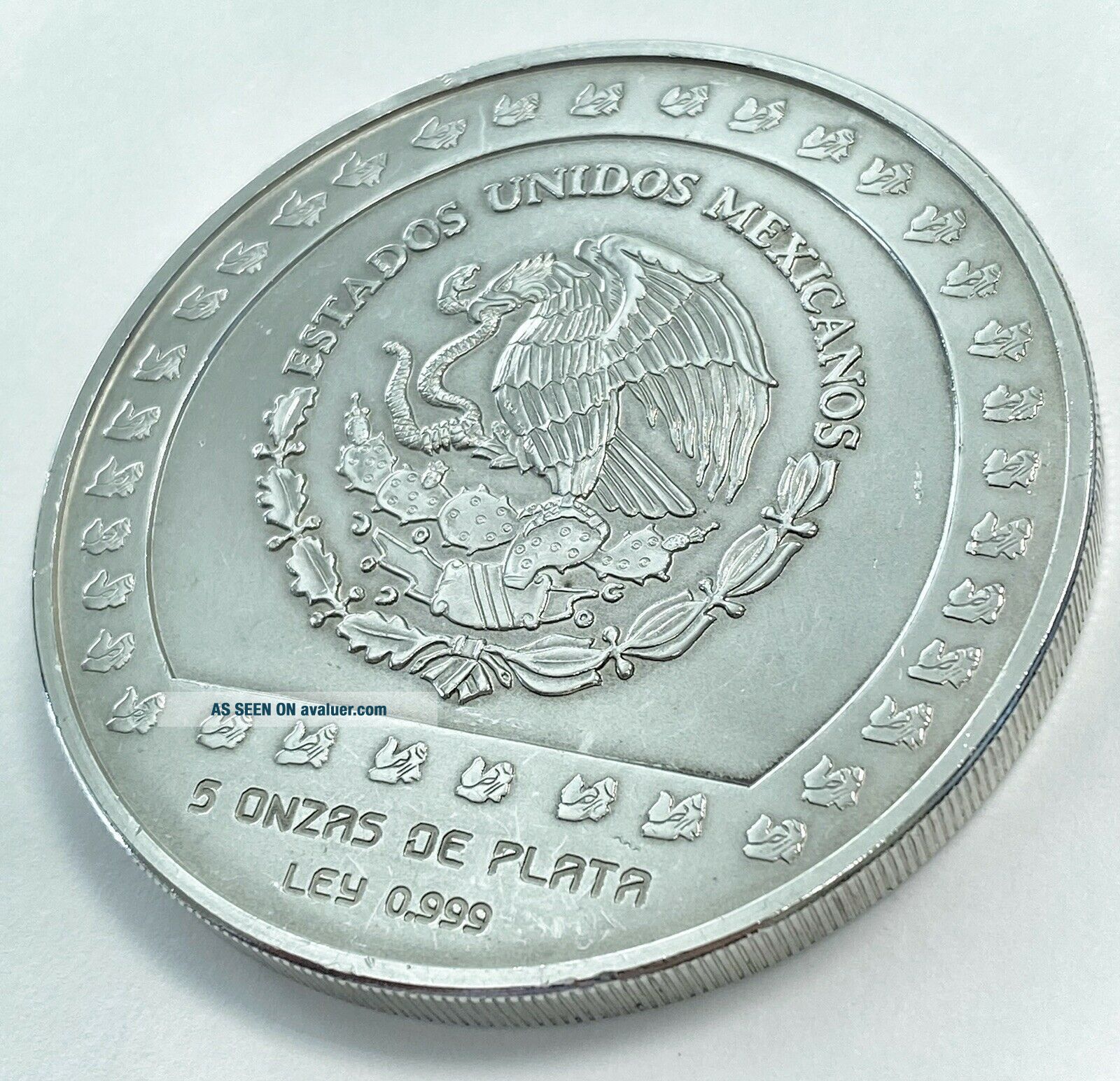 RARE 5oz Fine Silver MEXICO Piedra De Tizoc $10000 Pesos Ley 0. 999 OM ...
