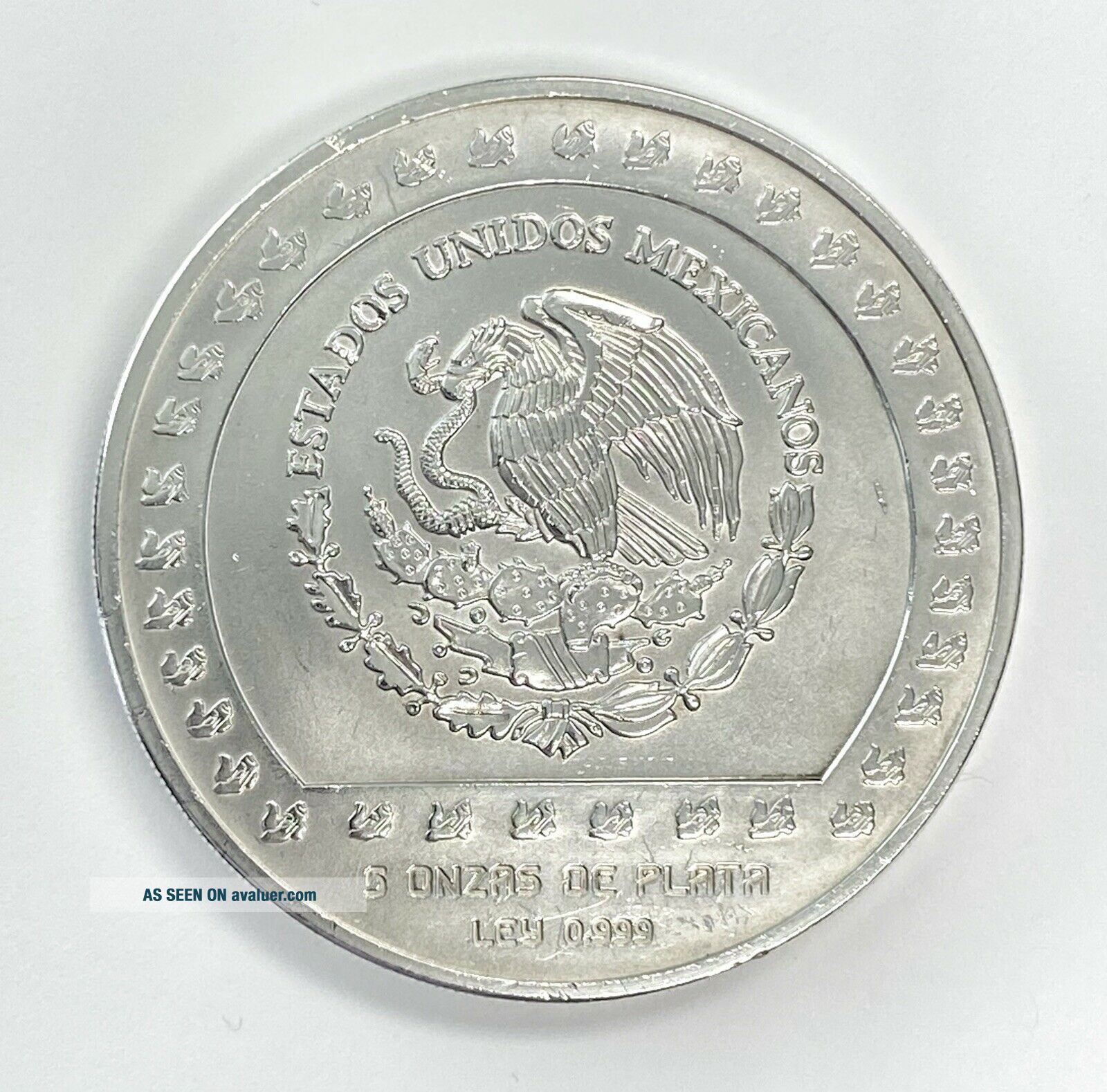 RARE 5oz Fine Silver MEXICO Piedra De Tizoc $10000 Pesos Ley 0. 999 OM ...