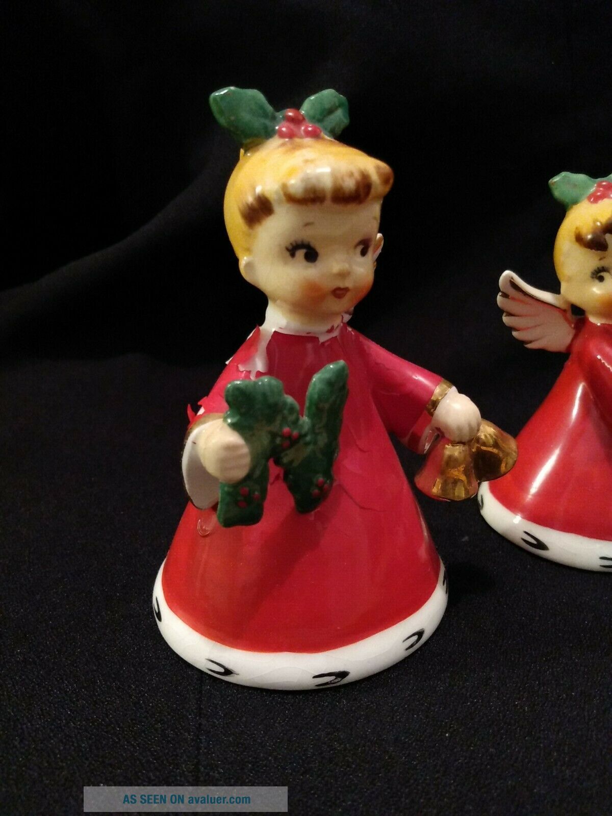Vintage 1956 NAPCO Japan Noel Angel Bells Figurine Christmas Ornaments ...