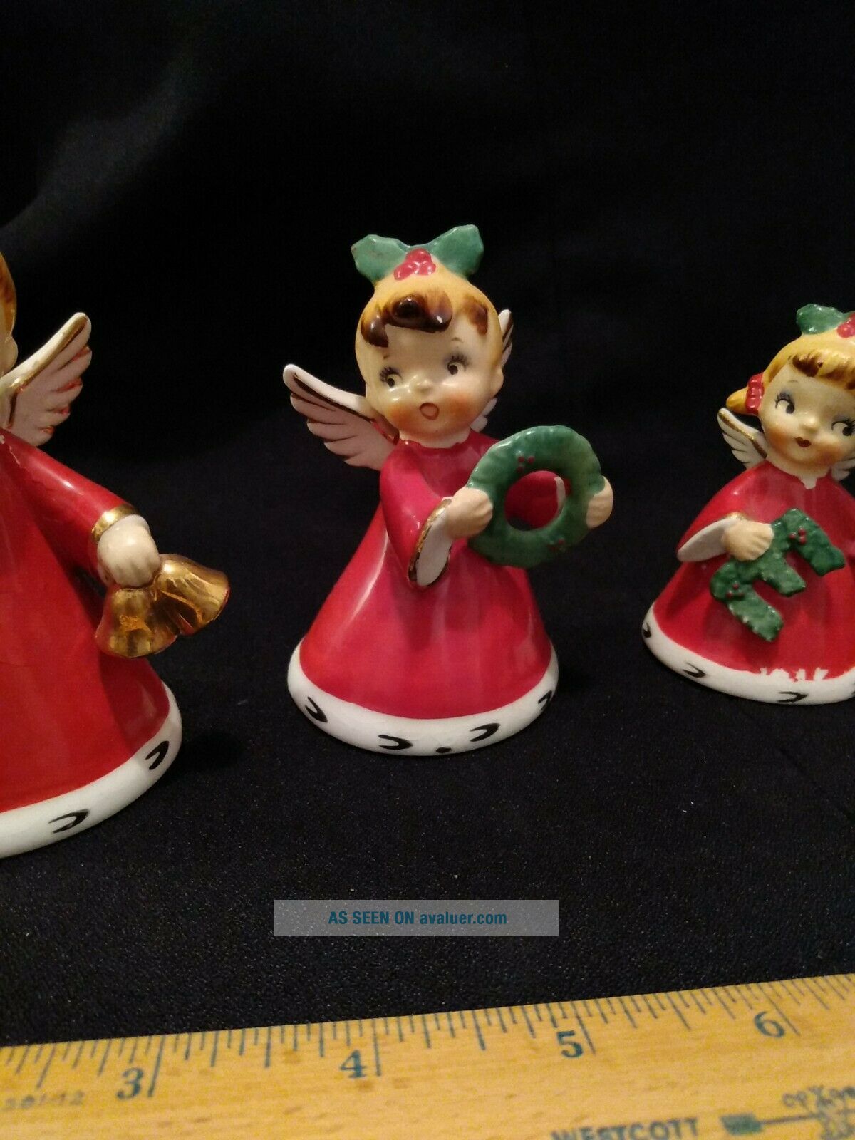 Vintage 1956 NAPCO Japan Noel Angel Bells Figurine Christmas Ornaments ...