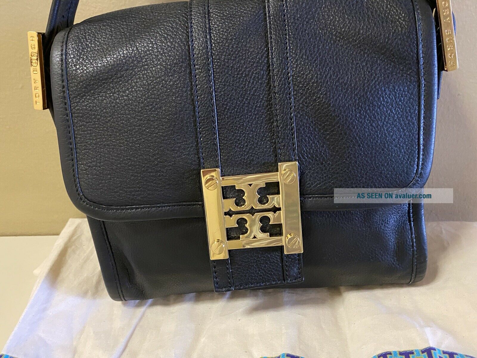 RARE VINTAGE TORY BURCH BLACK LEATHER SHOULDER BAG | #58668501